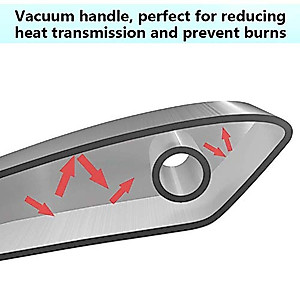 Skimmer Slotted Spoon, [Rustproof, Integral Forming, Durable] Newness 304 Stainless Steel Slotted Spoon with Vacuum Ergonomic Handle, Comfortable Grip Design Strainer Ladle for Kitchen, 14.96 Inches