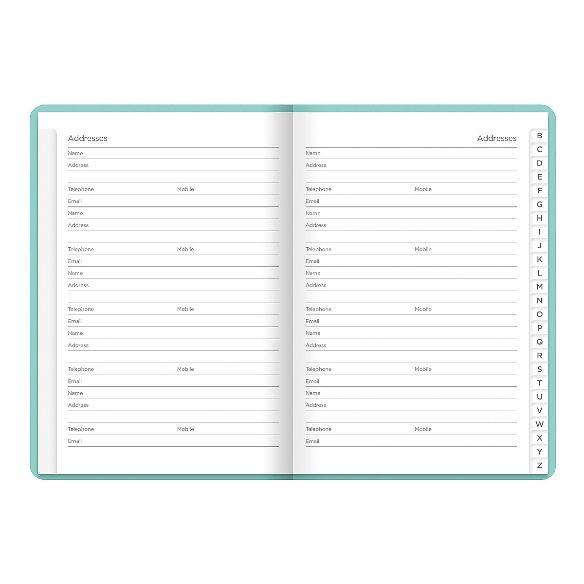 Letts Dazzle A6 Address Book, White Paper, 192 Pages, 5.75 x 4.125 x 0.375 inches, Turquoise (B090044)