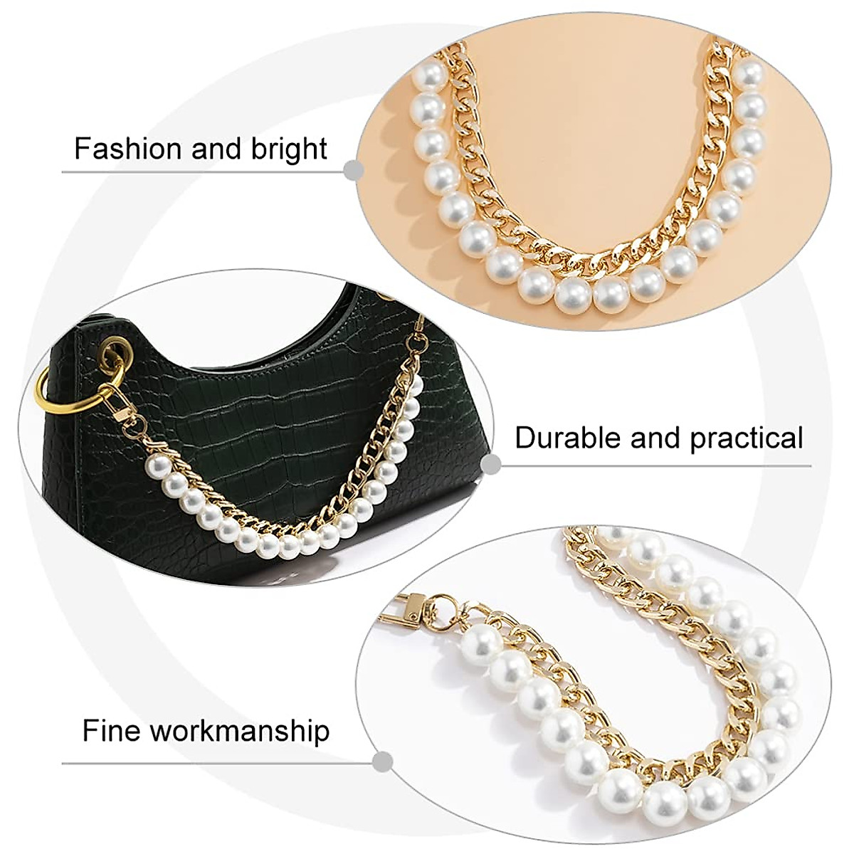 Generic Fashion Artificial Pearls Bag Chain Strap Handbag Purse Replacement Chains