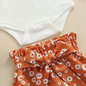 Newborn Infant Baby Girls Clothes Set Auntie Saying Letter Rompers Floral Daisy Pants Headband (White Bestie, 0-3 Months)