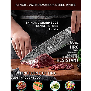 SANMUZUO Chef Knife - 8 inch - Xuan Series - VG10 Damascus Steel Kitchen Knife - Resin Handle (Starry Black)