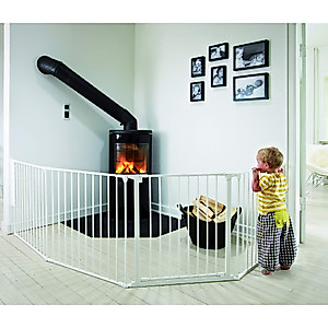 BabyDan Flex Hearth 35.4-109.5 Inch Wide Extra Large Size Safety Baby Gate for Fireplace, Hearths, and Doorways, White