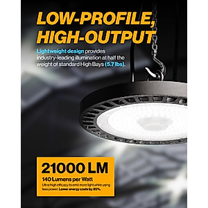 Sunco UFO LED High Bay Light, Lighting for Warehouse, 3500K Neutral White, 150W, 21000 LM, 100-277V, Dimmable 0-10V, IP65 Waterproof, Super Bright, UL 2 Pack