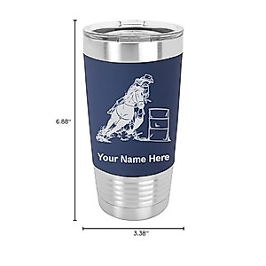 LaserGram 20oz Vacuum Insulated Tumbler Mug, Barrel Racer, Personalized Engraving Included (Silicone Grip, Navy Blue)