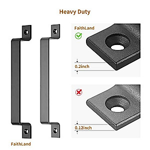 FaithLand Barn Door Handle, Black 10 inch Gate Handle Set (Pack of 2), Door Pull, Pull Handle for Sliding Barn Door Gate Cabinet Closet Drawer Garage Shed- 2 Sets of Different Lengths Screws Included