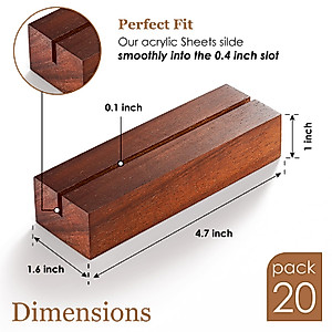 TIDITA Acacia Wood Place Card Holder 4.7x1.6x1 (20 pcs) - Wooden Acrylic Sign Holders - Table Picture Display Stands, Perfect for Table Number, Shop Cafe Home Decoration Wedding Party Events (Pack 20)