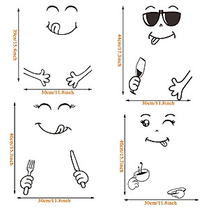 Auswalar 4 Sheets Funny Wheelie Bin Stickers, Self Adhesive Cartoon Expressions, for Wheelie Bins Dustbin Stickers Eyes and Mouth Self Adhesive Decorative Wall Stickers