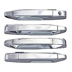 Exterior Chrome Door Handle Set of 4 - Compatible with Chevy, Cadillac & GMC Vehicles - 2007-2014 Silverado, Tahoe, Escalade, Sierra, Yukon, Avalanche - Replaces 15915659, 22738721, 22738722