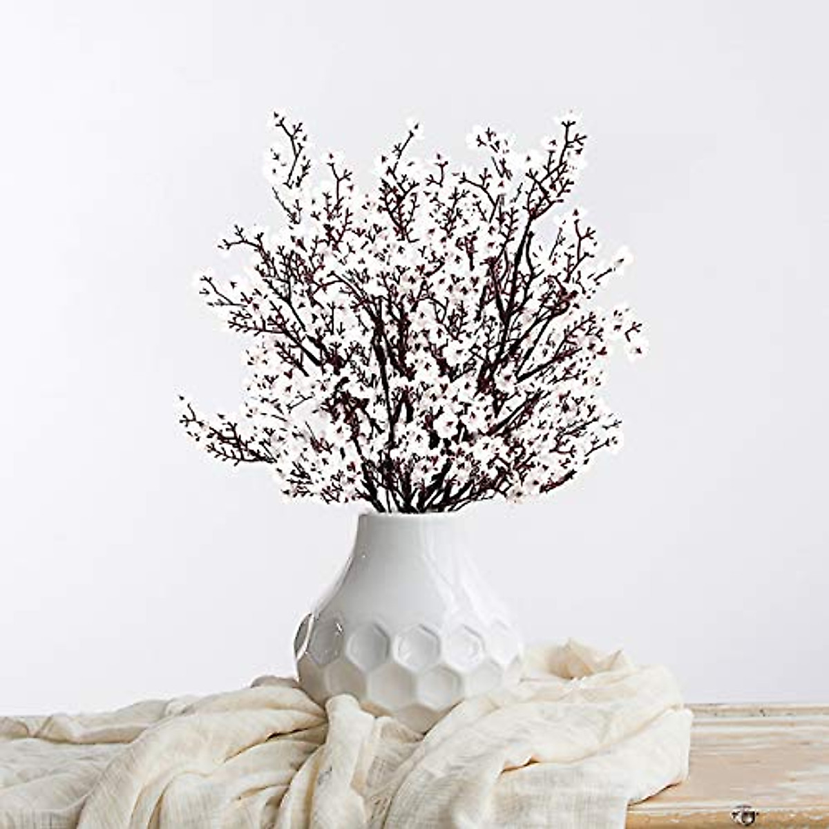 Artflower 4 Bundles 19.7'' Baby Breath Gypsophila Artificial Flowers Real Touch Silk Fake Baby Breath Bouquet Silica Blooms for Wedding Bridal Party DIY Home Floral Arrangement Decor (White)