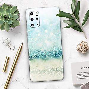 DesignSkinz Teal and Aqua Unfocused Sparkling Orbs Protective Vinyl Decal Wrap Skin Cover Compatible with The Samsung Galaxy S20 (Screen Trim & Back Glass Skin)