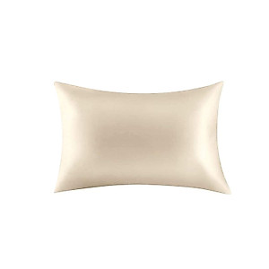 Zeekstar 2 Pack 100% Satin Silk Pillowcases for Hair and Skin Soft Breathable Standard Size Nature Silk Queen and King (Ivory)