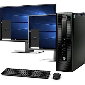 HP 600 G1 SFF Computer Desktop PC, Intel Core i7 3.4GHz Processor, 16GB Ram, 128GB M.2 SSD, 2TB HDD, Wireless KeyBoard Mouse, Wifi | Bluetooth, New Dual 23.8 FHD LED Monitor, Windows 10 Pro (Renewed)