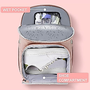 Ytonet Gym Backpack For Women, Travel Backpack with Shoe Compartment & Wet Pocket 15.6 Inch Womens Laptop Backpack Girls College School Bookbag, Water Resistant Anti Theft Bag Backpack Gifts, Pink