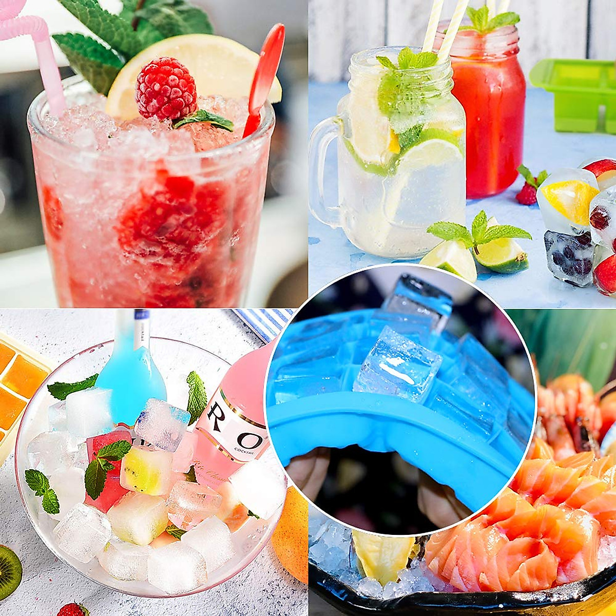 3 Packs Silicone Ice Cube Trays, Food Grade BPA free Ice Trays with Removable Lids, Easy Ice Release 24 Ice Cube Molds Ideal for Whiskey, Cocktails, Juice, Freezer, Baby Food and Frozen Treats