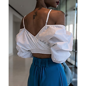 The Drop Women's White Off Shoulder Draped Crop Top by @signedblake, L