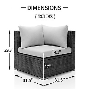 RADIATA Conversation Sets Outdoor Patio Furniture Corner Sofa Set Gray PE Rattan Wicker Conversation Sets (Light Grey)