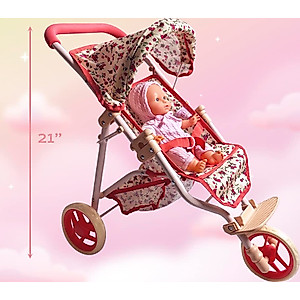 Baby Doll Stroller for Dolls | Play Toy Doll Stroller for Toddlers 3 Year Old Girls Gift | Push Pram Baby Stroller for Dolls, Babydoll Stroller Jogger Baby Carriage for Dolls (Quality Floral Print)