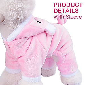 Dog Pajamas for Small Dog Boy Girl Fleece Puppy Pjs Jammies 4 Leg Dog Clothes for Chihuahua Yorkie Fall Winter Warm Onesies Jumpsuit Clothing for Pet Dogs Sweater Male Female (X-Small (3-4 Ib), Pink)