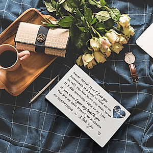 YODOCAMP I Love You Husband Metal Engraved Wallet Insert Card, Gifts for Husband from Wife, Husband Hubby Fiance Anniversary Birthday Christmas Valentine's Day Romantic Gifts