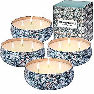 Large Citronella Candles Indoor Outdoor Set 4 x12oz Decorative Citronella Candles Outdoor Candles
