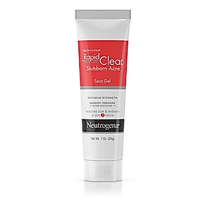 Neutrogena Rapid Clear Stubborn Acne Spot Treatment Gel with Maximum Strength 10% Benzoyl Peroxide Acne Treatment Medication, Pimple Cream for Acne Prone Skin Care, 1 oz