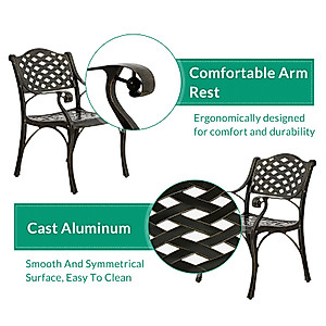 VIVIJASON 9-Piece Patio Dining Set, Rust-Free Cast Aluminum Outdoor Furniture Set, 8 Patio Dining Chairs and 61" Round Dining Table with 31" Lazy Susan, Umbrella Hole for Backyard, Patio, Garden