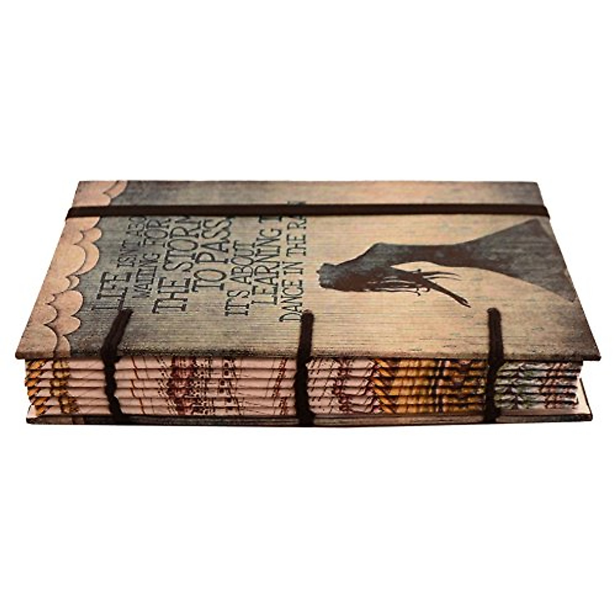 Purpledip Vintage Journal 'Dancing in The Rain': Handmade Paper Diary Notebook in Digital Print Hard Cover (11308)