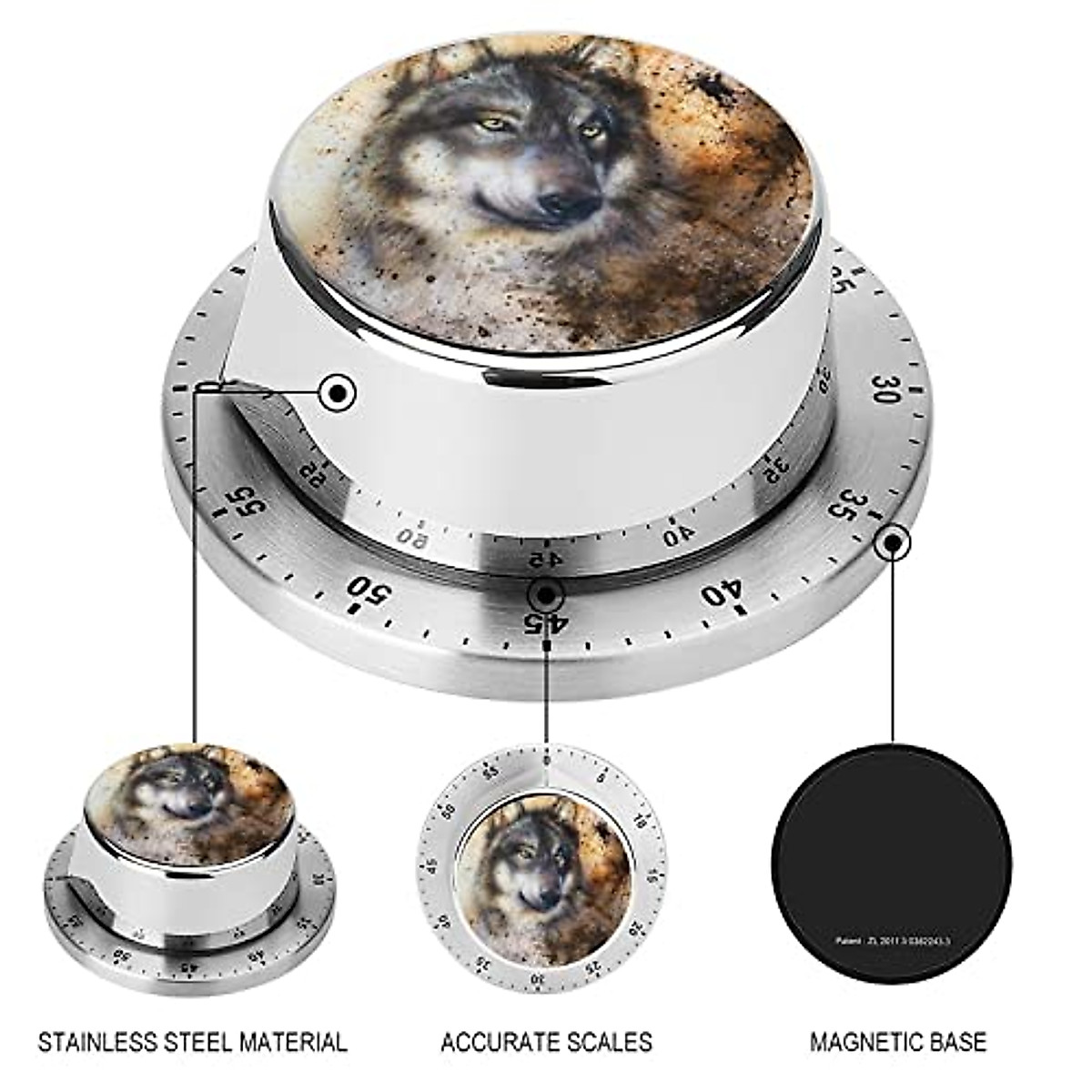 Classroom Timer Watercolor Wolf Magnetic Countup Timer for Kitchen Study Work Exercise