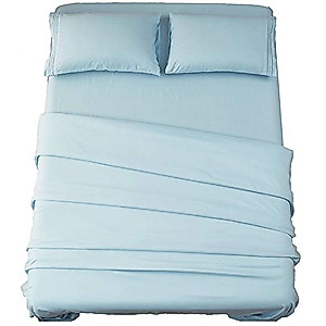 SONORO KATE Bed Sheet Set Super Soft Microfiber 1800 Thread Count Luxury Egyptian Sheets 16-Inch Deep Pocket，Wrinkle -3 Piece (Spa Blue, Twin XL)