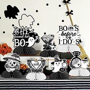Wonmelody Halloween Bachelorette Party Decor She Found Her Boo Honeycomb Centerpieces Halloween Bridal Shower Decor Boochelorette Ghost Spooky October Decor for Gothic Halloween Wedding Bachelorette