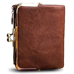 TOPKULL Womens Wallet Small Bifold Rfid Ladies Mini Vintage Coin Purse With Zipper and Kiss Lock (Brown)