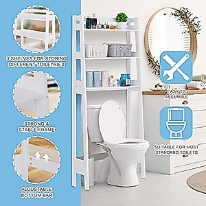 ZenStyle Over The Toilet Storage, 3-Tier Bathroom Space Saver Organizer Rack, Freestanding Above Toilet Stand for Bathroom, Laundry, Restroom, White