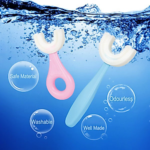 BLUEEZREAL 3Pcs U-Kid-Shaped Toothbrush Kids, for Kids Age 6-12, Children Toothbrush, 360 Degree Toothbrushes U Shape, Gentle Cleaning & Protect Teeth Gums, Multicolor