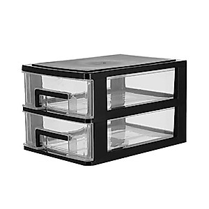 DECHOUS Plastic Storage Drawers, 2 Drawer Storage Small Plastic Drawers Plastic Storage Bins with Drawers Storage Organizer Plastic Drawers for Document Cosmetic Miscellaneous Storage Cabinet
