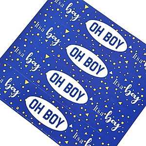 Halawawa 32 Stickers - Blue Oh Boy Sign Happy Birthday Water Bottle Labels, Wine or Bottle Stickers, Baby Shower Gender Reveal Pregnancy Announcement Party Decoration Supplies