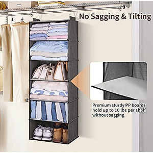 SLEEPING LAMB 60'' Long Hanging Garment Bags for Closet Storage and 6 Shelves Jumbo Hanging Closet Organizer and Storage