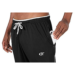 NEIKU Men's Lightweight Sweatpants Loose Fit Open Bottom Mesh Athletic Pants with Zipper Pockets Black/White L