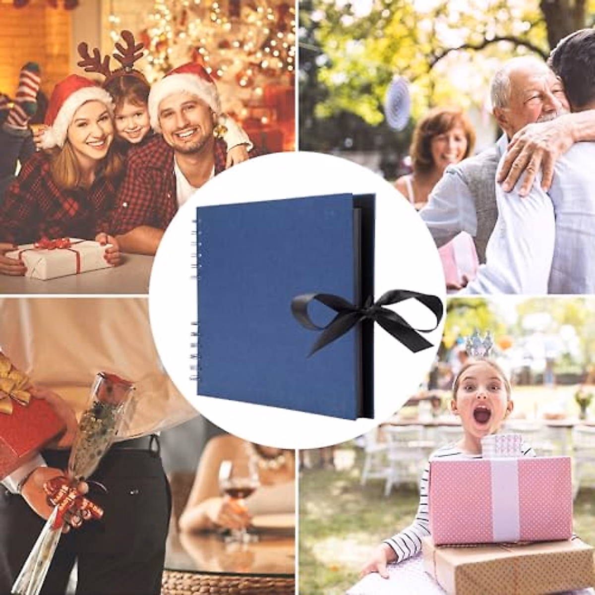 AIOR Scrapbook Photo Album 12.6 x 8.3 Inch 80 Pages Scrapbook Album, Thick Scrap Book with 12 Metalic Pens for DIY Photo Album Anniversary Christmas Birthday Gifts (Blue)
