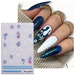 JMEOWIO 6 Sheets Christmas Nail Art Stickers Decals Self-Adhesive Pegatinas Uñas Snowflake Santa Snowman Xmas Winter Holiday Nail Supplies Nail Art Design Decoration Accessories