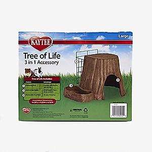 Kaytee Tree Of Life 3-In-1 Habitat Accessory Hideout/Hay Feeder/Food Dish for Guinea Pigs, Chinchillas, and Dwarf Rabbits, Large