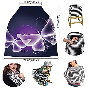 Purple Nursing Covers for Breastfeeding Baby Stroller and Car Seat Combo Magical Fantasy Flying Butterfly Carseat Canopy Baby Cart High Chair Infinity Scarf