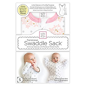 SwaddleDesigns Transitional Swaddle Sack with Arms Up Half-Length Sleeves and Mitten Cuffs, Heavenly Floral, Pink, Small, 0-3mo, 6-14 lb, (Better Sleep for Baby Girls, Easy Swaddle Transition)