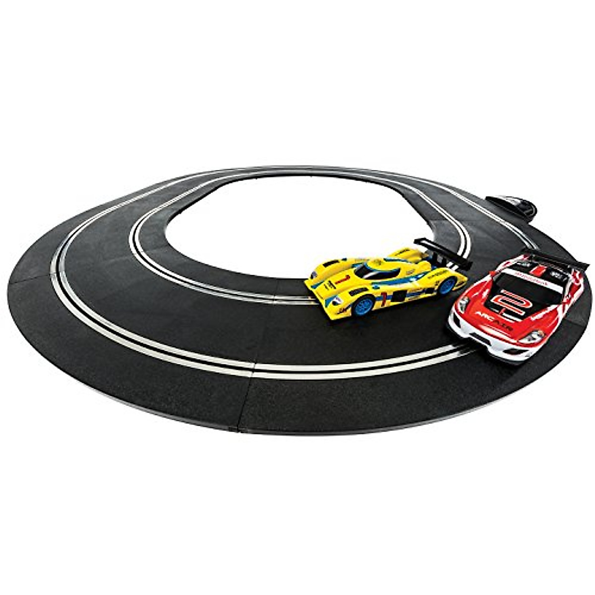 Scalextric LMP & GT Endurance LMP vs GT Oval Slot Car Analog 1:32 Race Track Set C1399T, Yellow/Red & White