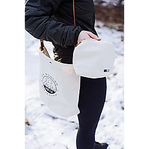 Canvas Tote Bag With Pockets, Adjustable Faux Leather Strap & Magnetic Closure - Everyday Chic Cotton Washable Heavy Duty Tote Bag Purse With Zippered Interior Pocket & Matching Accessory Pouch