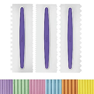 Wilton Comb Icing Smoother Set-3 Piece, White/Purple