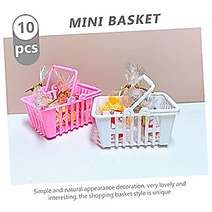 Operitacx 30 pcs Baskets Basket Shopping Picnic Kids Playthings Grocery Decorative with Plastic Supply Children for Handles House Fake Boys Scale Wear-resistant Miniature Mini Toys