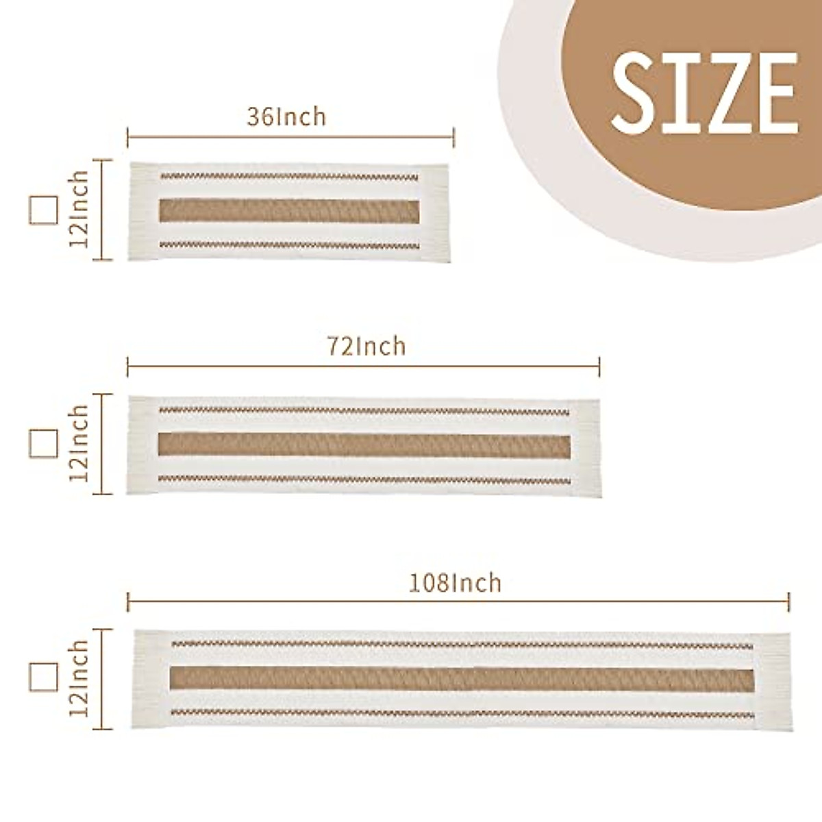 Home Macrame Table Runner Farmhouse Style - Burlap Cotton Rustic Cream Beige Boho Splicing Table Runner with Tassels for Wedding Bridal Shower Party Kitchen Dining Table Decor 12 x 72 Inch