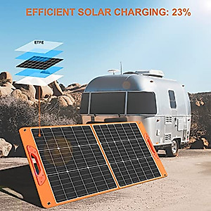 100W Folding Solar Panel for Solar Generator, Portable Solar Power Supply with Adjustable Kickstand for Home Emergency, Outdoor, Camping Van, RV, and Off-Grid Emergency Power Station