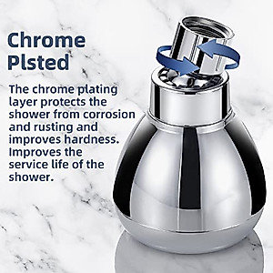 Cobbe High Pressure Shower Head, 3 Inches Anti-Clogging Silicone Nozzles Fixed Showerhead, Adjustable Swivel Brass Ball, Bathroom Rain Shower Heads (Chrome)