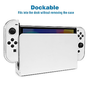 TIKOdirect Transparent Case Compatible with Switch OLED, Dockable Clear Protective Case for Switch OLED, Comfort Grip Case with Shock-Absorption and Anti-Scratch Design, Crystal Glitter